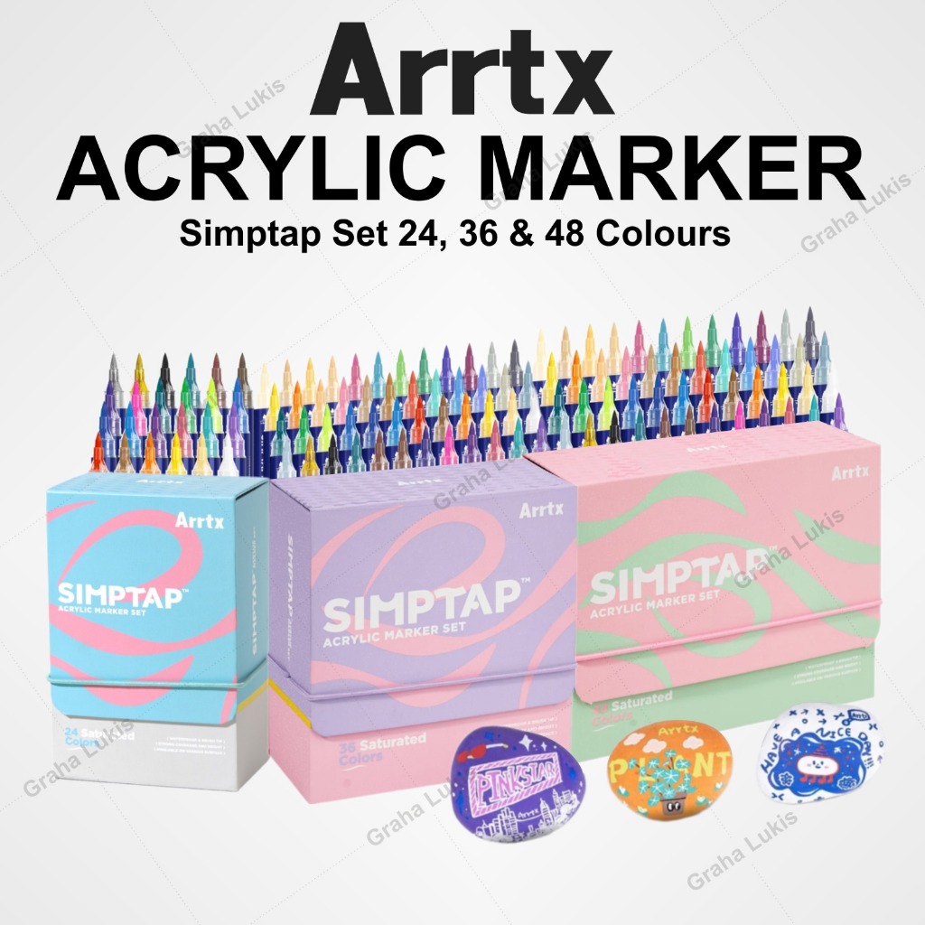 Arrtx 24 / 48 Colors Simptap Acrylic Marker Set | Shopee Malaysia