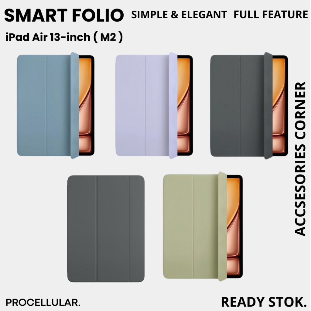Smart Folio Cover iPad Air 13 M2 M3 2024 2025 Case Magnetic Slim Casing ...