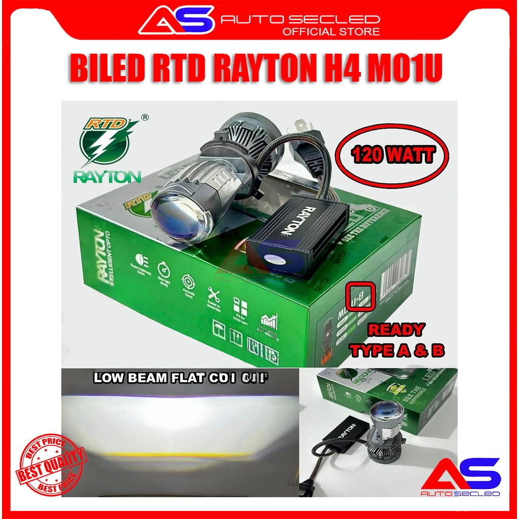 ORIGINAL RTD RAYTON MINI LED BILED PROJECTOR H4 M01U A AND B BLUELENS ...