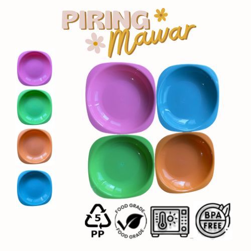 (2 Dozen / 24PCS) Plastic Square Plates 4 colors 20,5cm Plastic Square ...