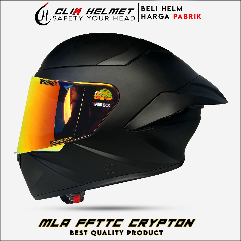 HITAM Mla TTC Crypton Helmet / Black Dof Red Gold Glass / Full Face ...