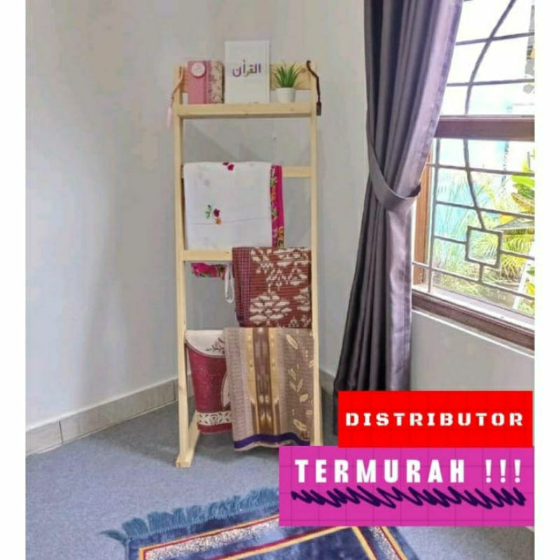 KAYU GANTUNGAN Ladder Hanger, Wooden Ladder Rack, Towel/prayer mat/veil ...