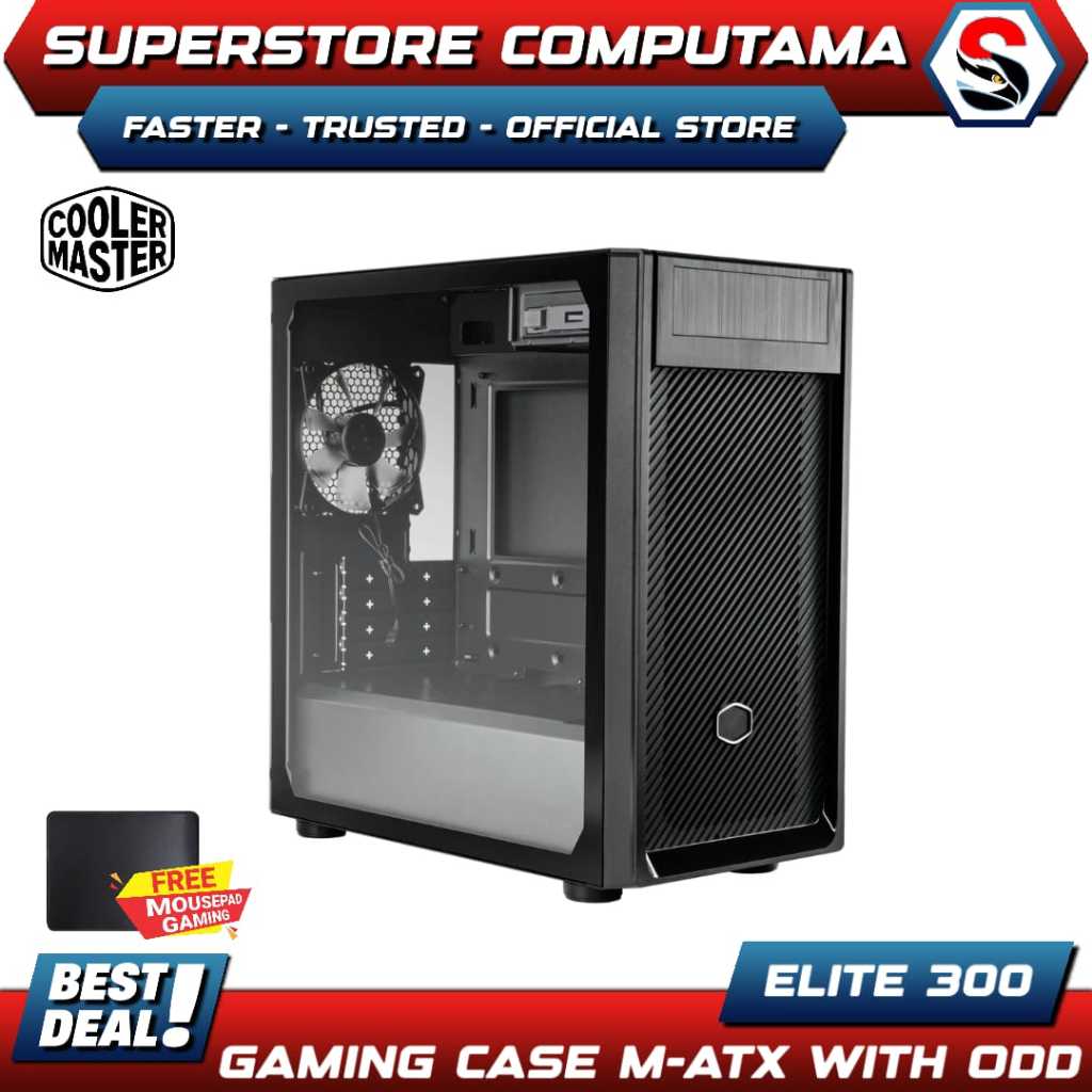 COOLER MASTER Master Elite 300 Cooler Casing with ODD - MATX Casing - Tempered Glass | Shopee ...