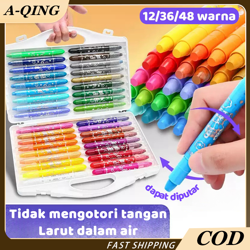 Silky Crayon Grasp 12 / 48 Colors Large / Small Slippery Crayons Watercolori/Grass Crayon Set 48 ...