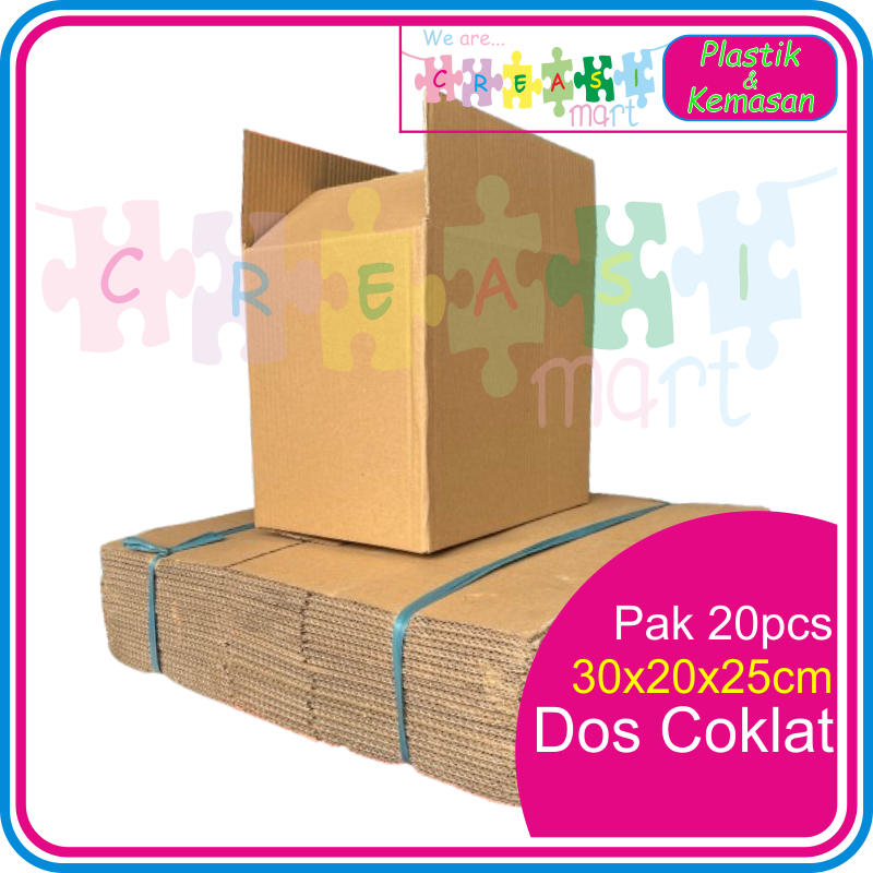 Brown Cardboard 30cm x 20cm x 25cm Pack of 20pcs Plain Cardboard Box ...