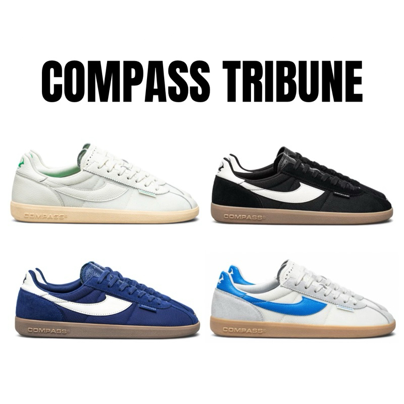 [ORIGINAL] COMPASS TRIBUNE BLACK GUM SHOES / WHITE BLUE / NAVY GUM ...