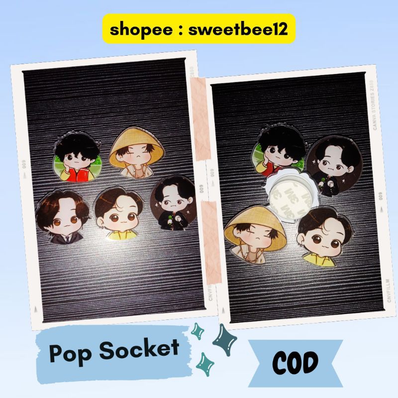Pop Socket | Cute Animated Cartoon Acrylic Phone Holder | Bts Chibi ...
