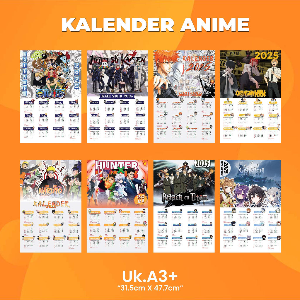 A3+ Size Anime Wall Calendar I Print Custom 2025 Calendar II Wall ...