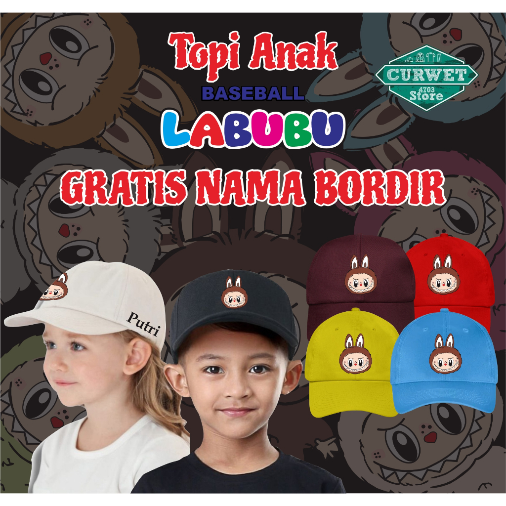 Labubu Children's Baseball Cap with DTF Screen Printing Labubu | Shopee ...
