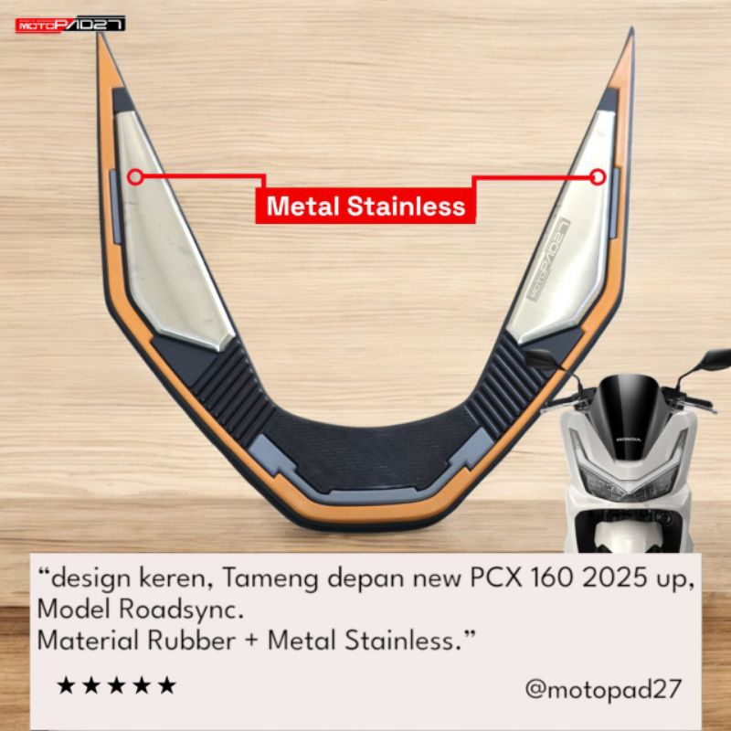 New PCX 160 2025 UP FRONT SHIELD COVER STAINLESS RUBBER ROADSYNC MODEL ...