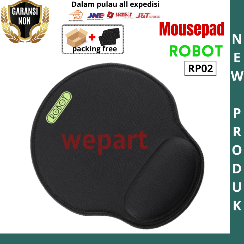 Robot RP02 with Ergonomic Wrist Rest Mousepad PC / Laptop Black ...