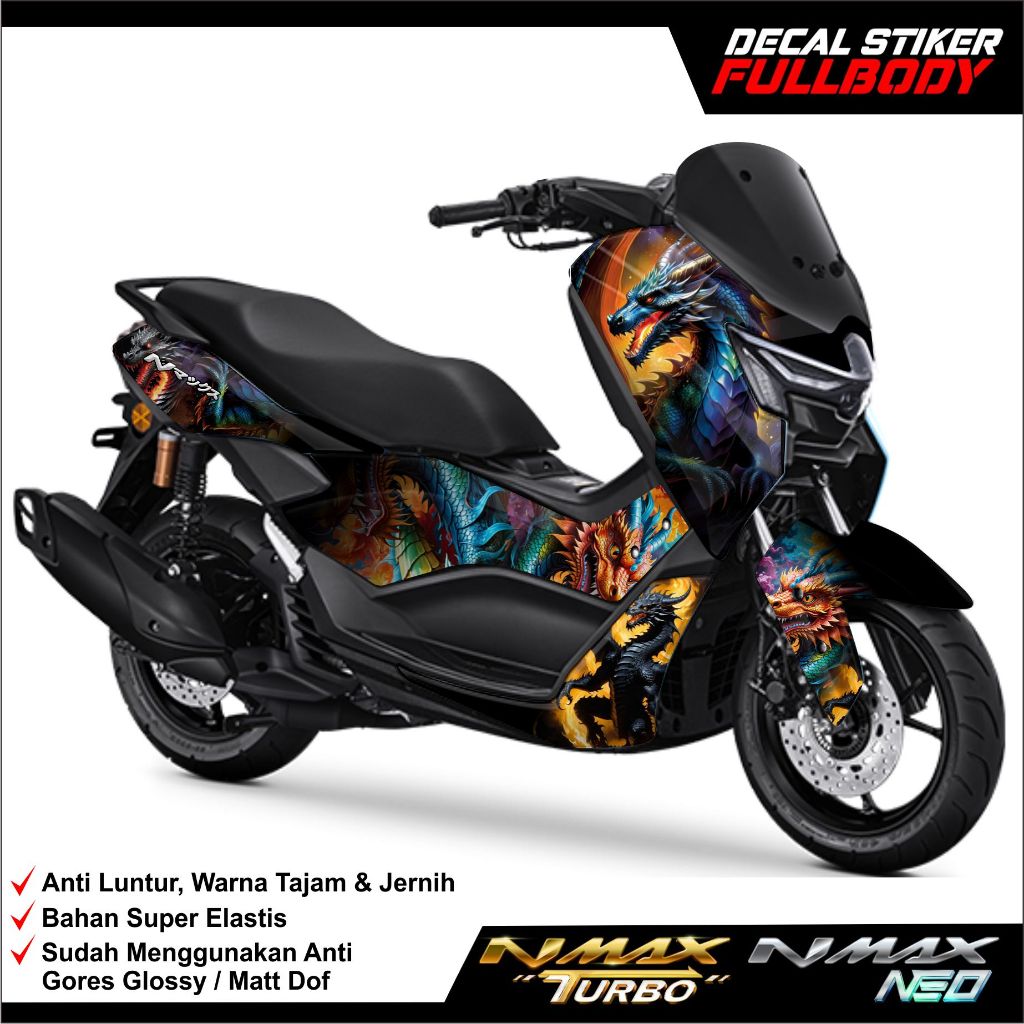 Yamaha Nmax Neo S Turbo Full Body Decal Sticker, Cool 3D Dragon ...