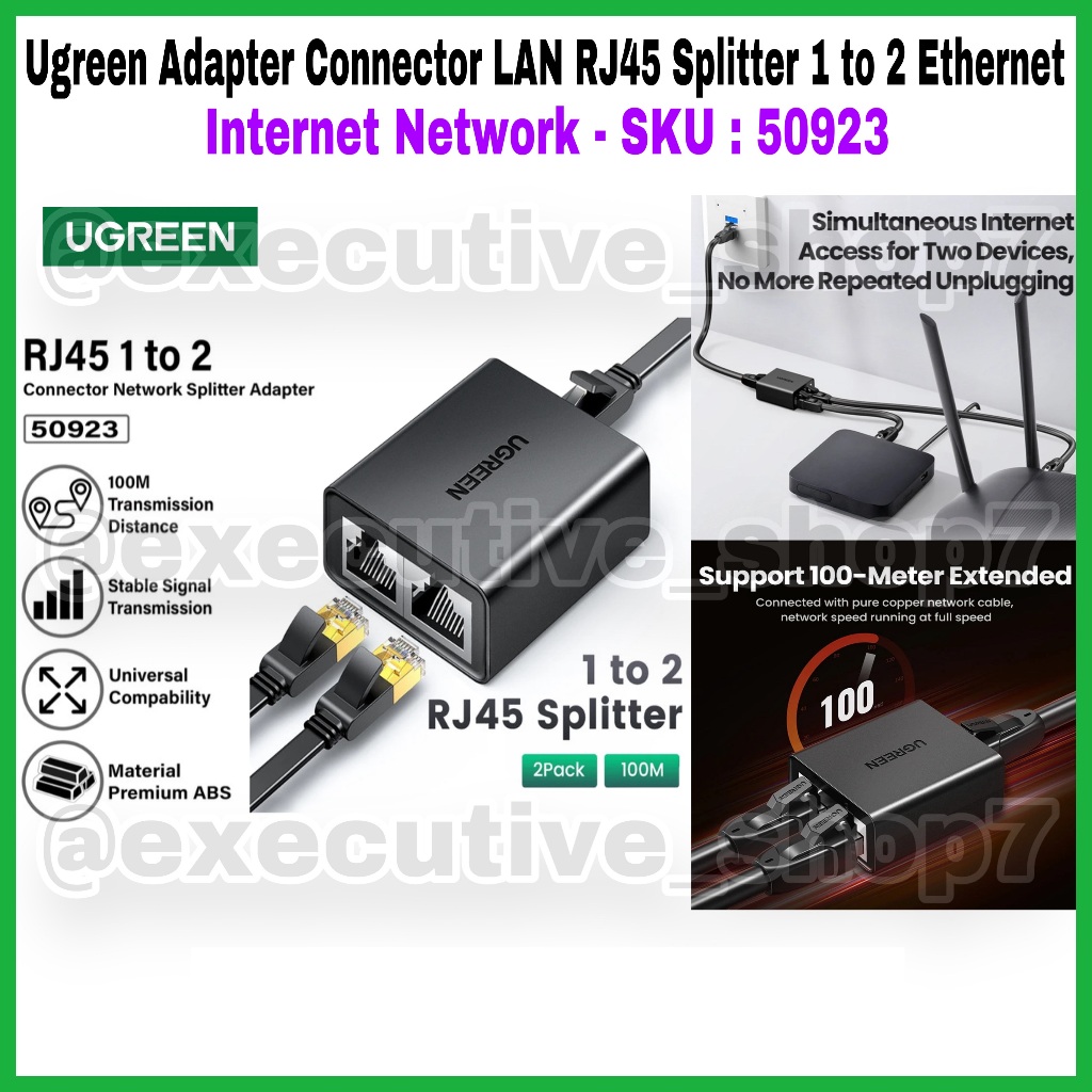 Ugreen Adapter Connector LAN RJ45 Splitter 1 to 2 Ethernet - Internet ...