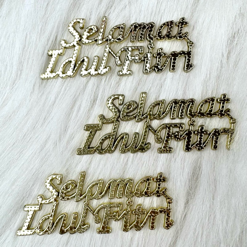 HIJAU (PER 10 PCS) Happy Eid Al-Fitr Writing Topper Cake Decoration 5CM ...