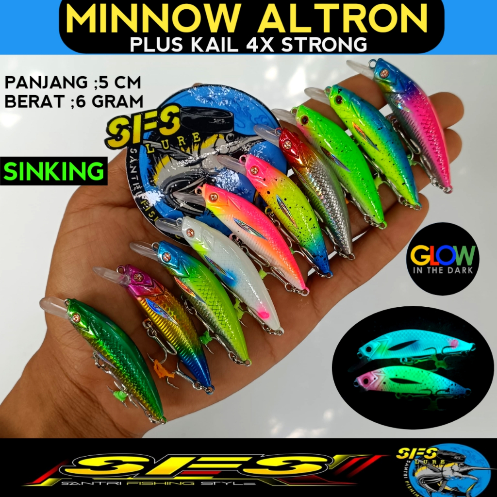 Minnow sinking 6gram minnow ALTRON plus hook 4x strong minnow casting ...