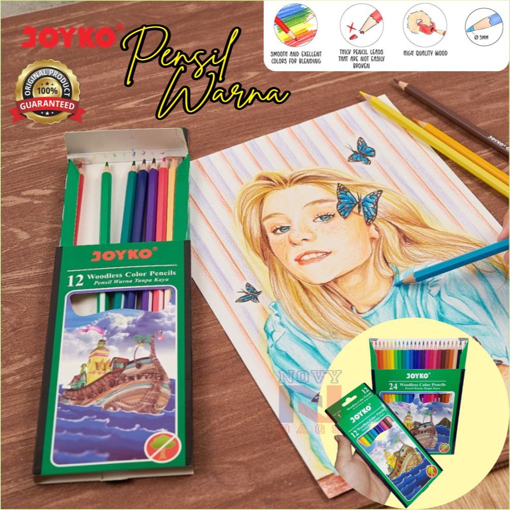 Joyko COLOR PENCIL 24 COLORS & 12 COLORS, Joyko Colored Pencils CP -104 ...