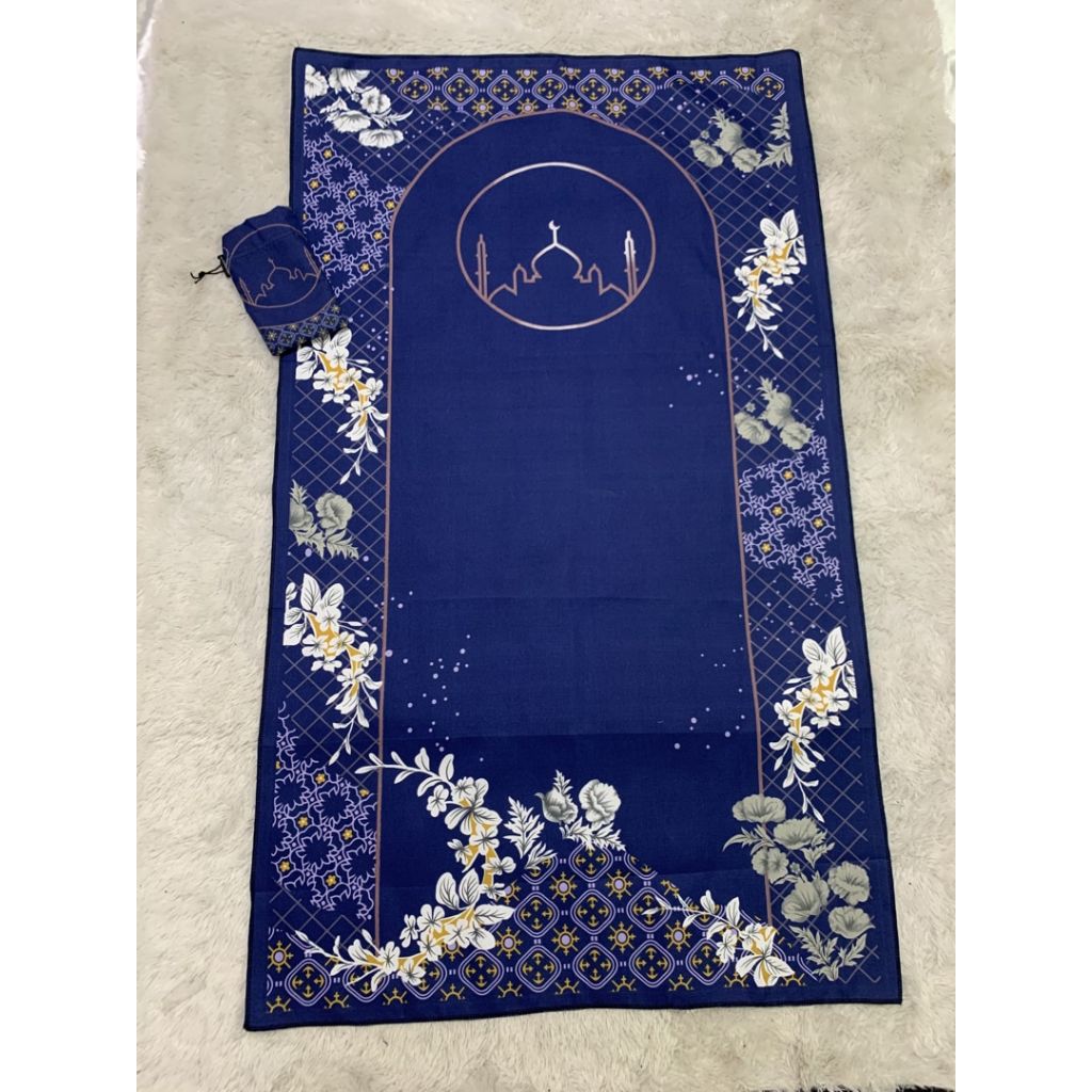 Arbifa | Jumbo Travel Prayer Mat with Qiblati Navy Pouch motif Turkish ...