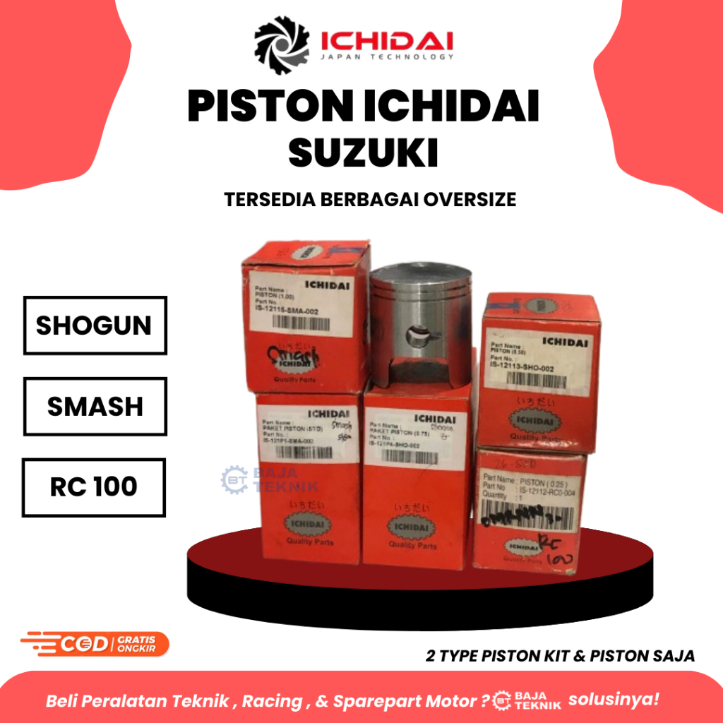 Ichidai PISTON KIT SUZUKI RC100 SHOGUN SMASH OVERSIZE STD 25 50 75 100 ...