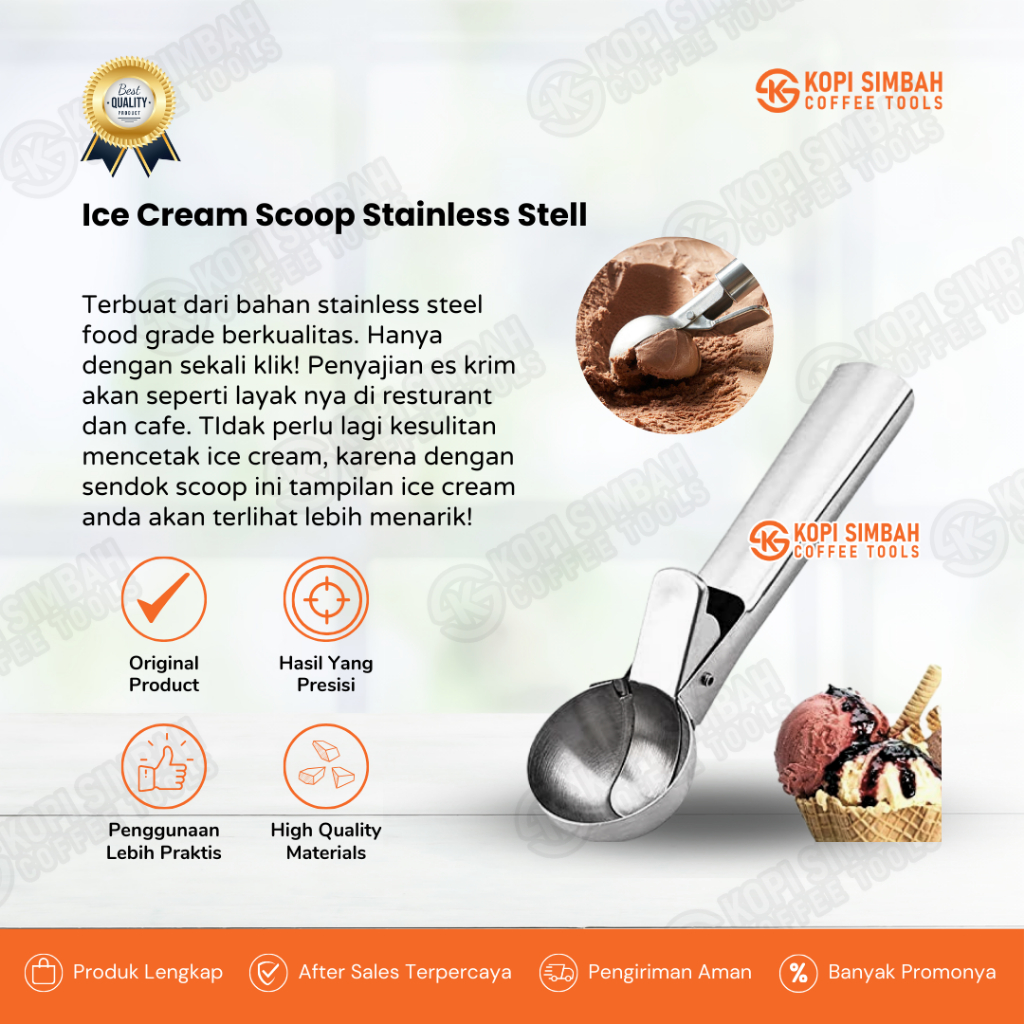 Stainless Ice Cream Spoon Ice Cream Scoop Spoon Premium stainless steel ...