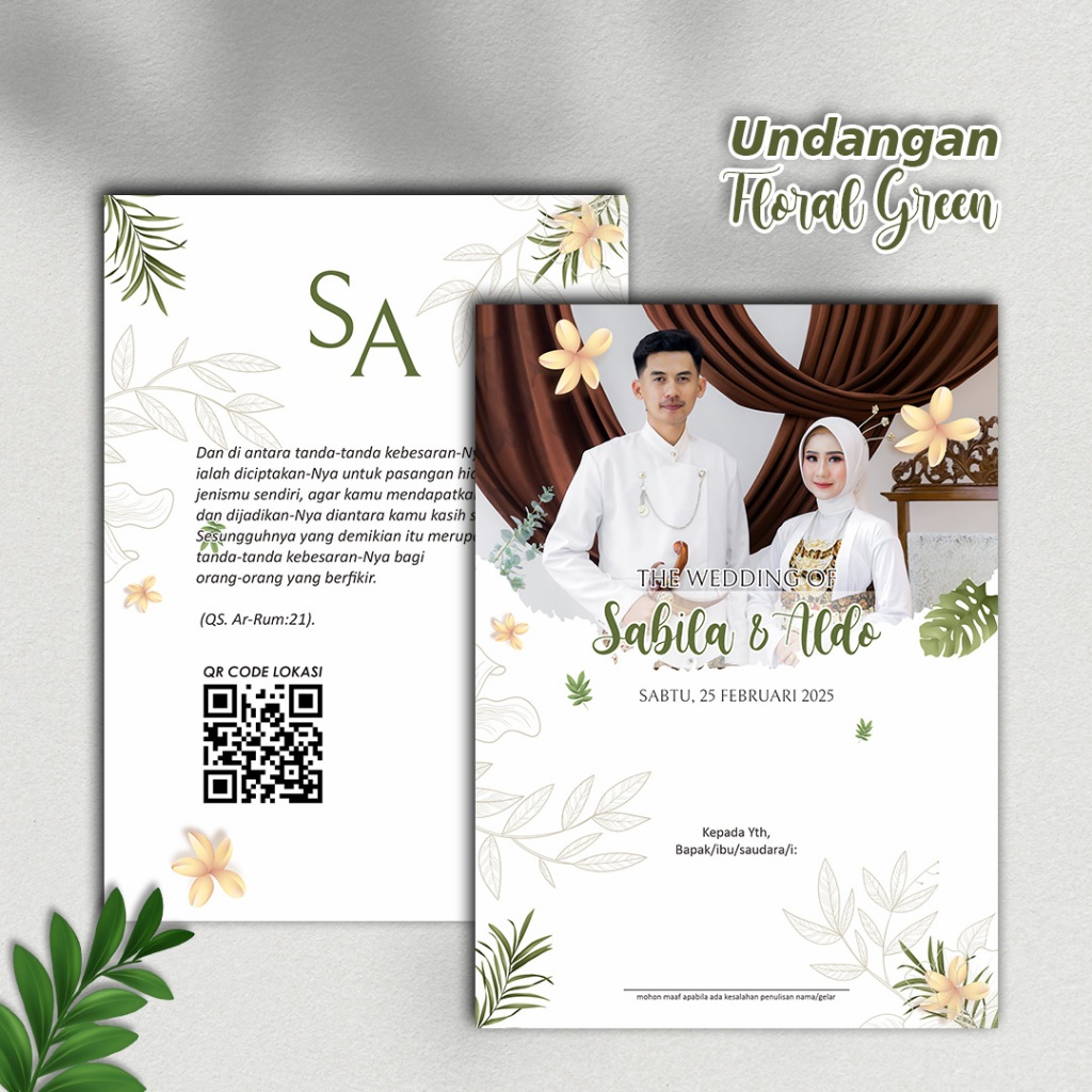 Elegant 2-Fold Wedding Invitation, Free Photos | Shopee Malaysia