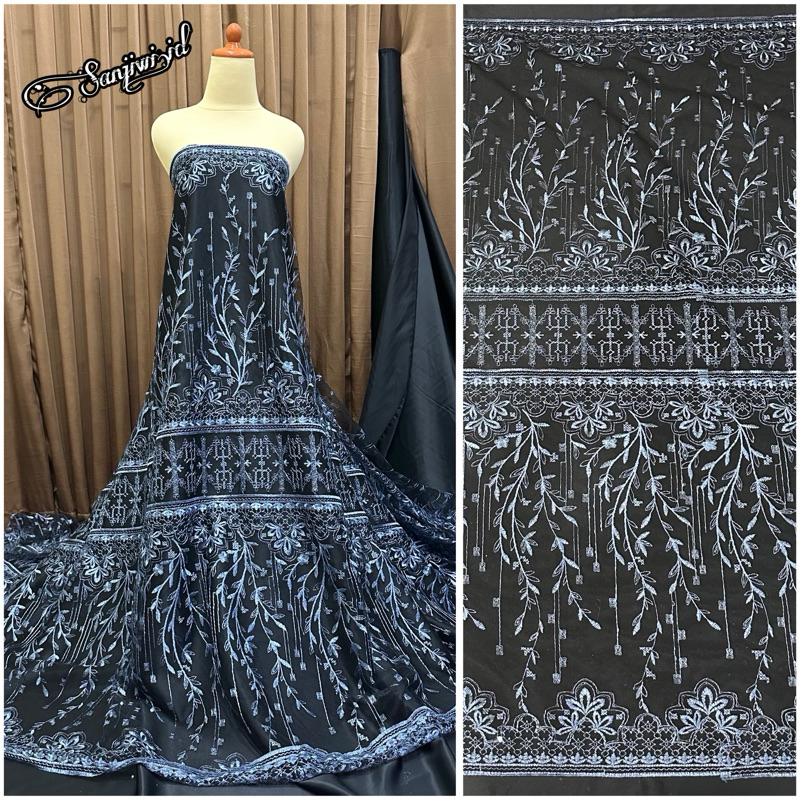 Black Sapto Basic Ethnic Tile Fabric/Ethnic Sapto Tile/Kebaya Brocade ...