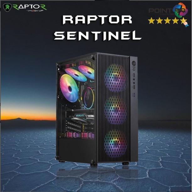 Pc Casing Power Up Raptor Sentinel Mid Tower ATX With 3 FAN Case RGB ...