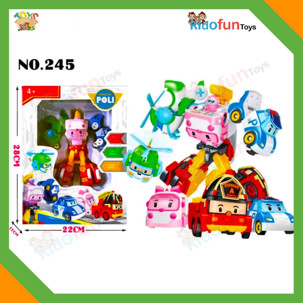 Robocar Poli Police Figure Deformation Robot to Car Robot Toy Turns ...