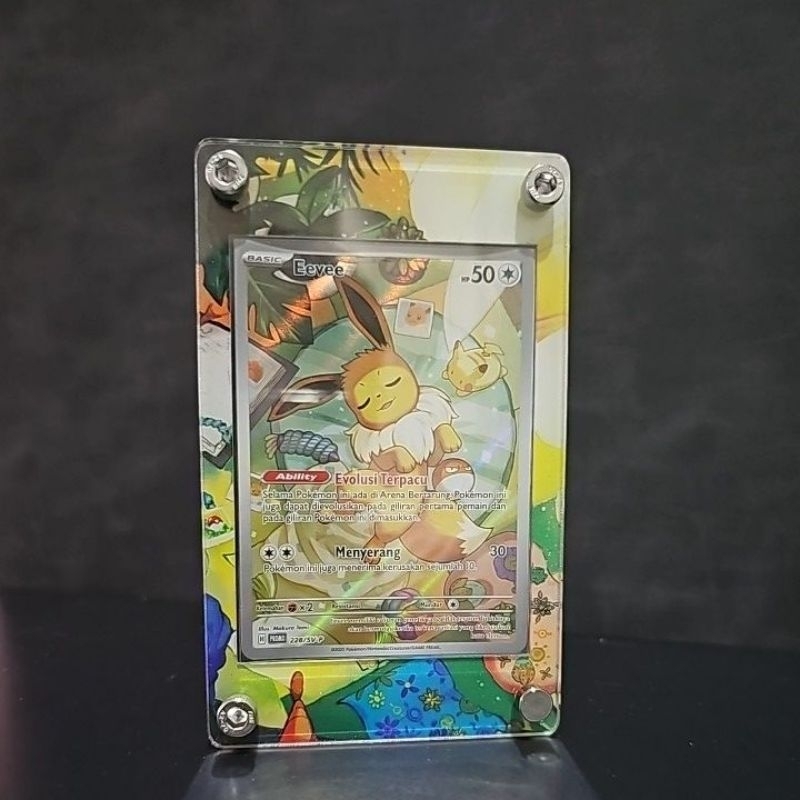 Eevee card set includes original pokemon tcg indonesia stand and frame ...