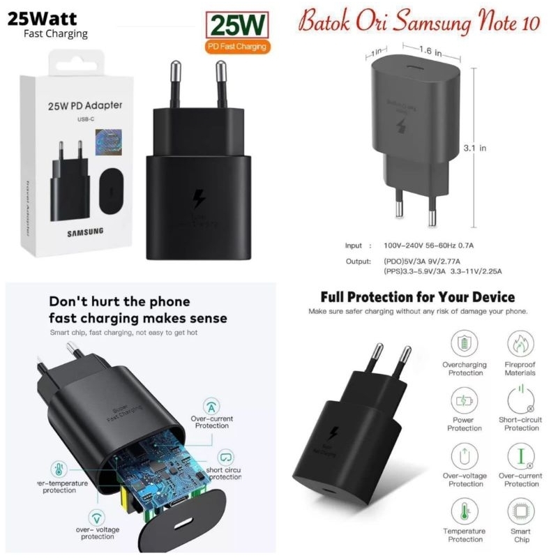 Original Samsung 25W Adapter 100% Super Fast Charging Type C Adapter ...