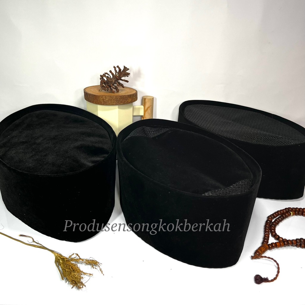 SONGKOK BLUSDRU PECI KOPIAH PLAIN BLACK, NON AC AND FULL AC Peci ...