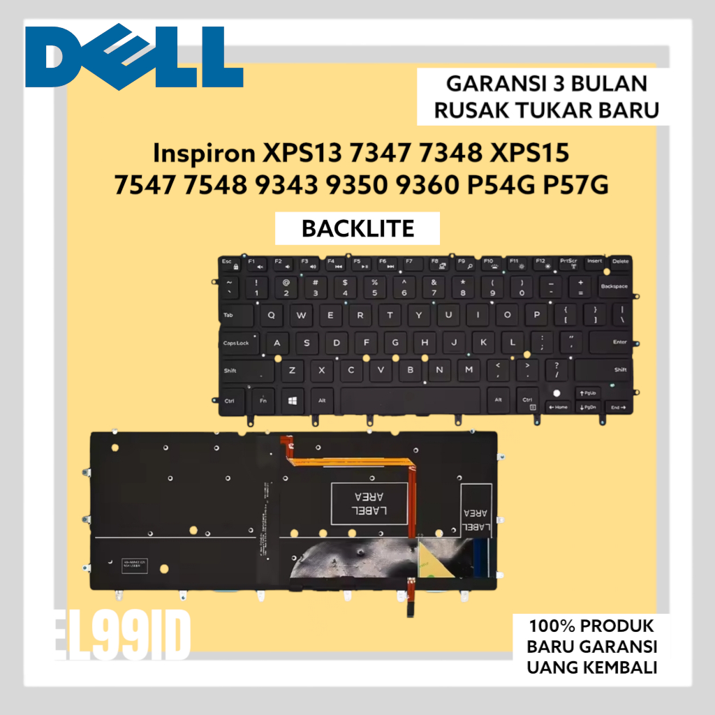 Original Dell Inspiron Keyboard 13 7347 7348 XPS 13 9343 9350 P54g ...