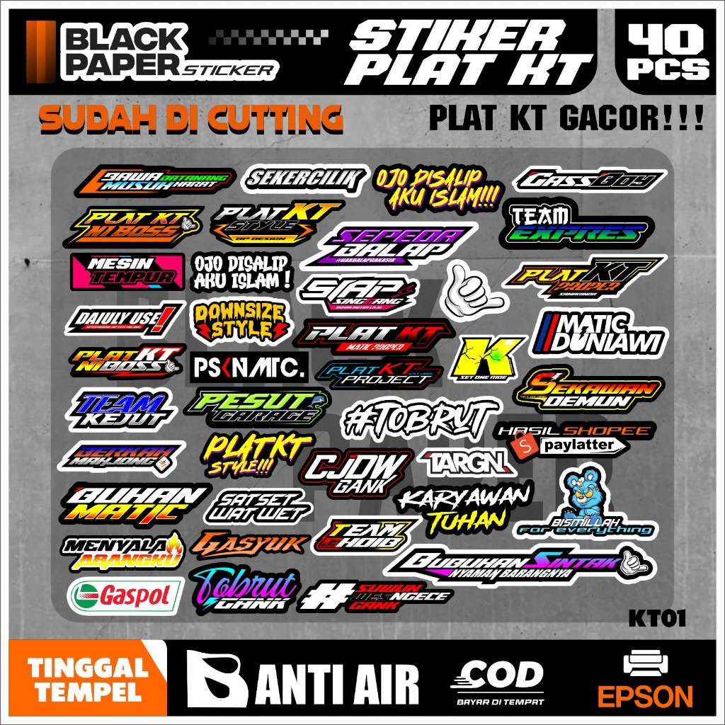 40pcs KT plate racing pack stickers already cut, just stick it on, it ...