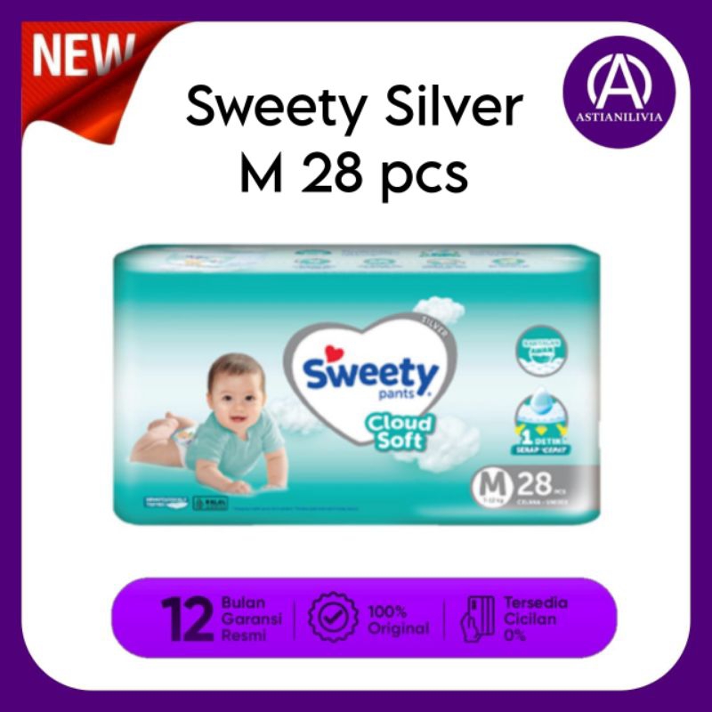 Sweety Silver Baby Pants Diapers M 28 pcs | Shopee Malaysia