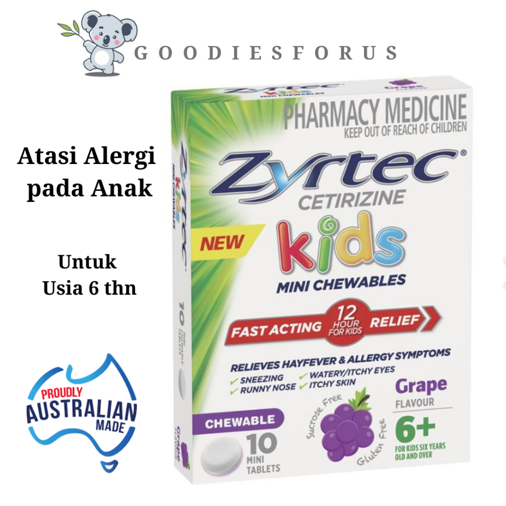 Zyrtec Aussie Kids Grape 10 chewable tablets/Allergy medicine for ...