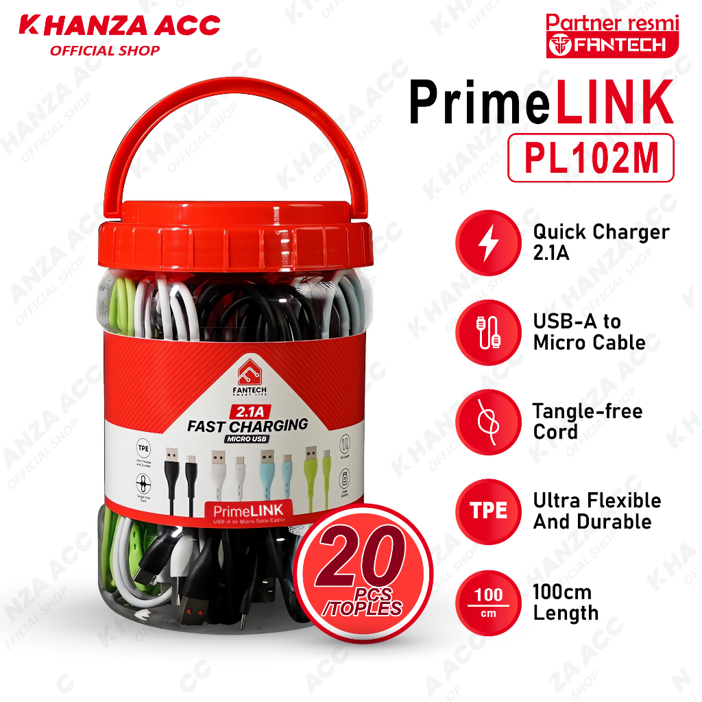 Fantech PL102M PrimeLINK Micro USB Fast Charging Data Cable 2.1A (1 Jar ...