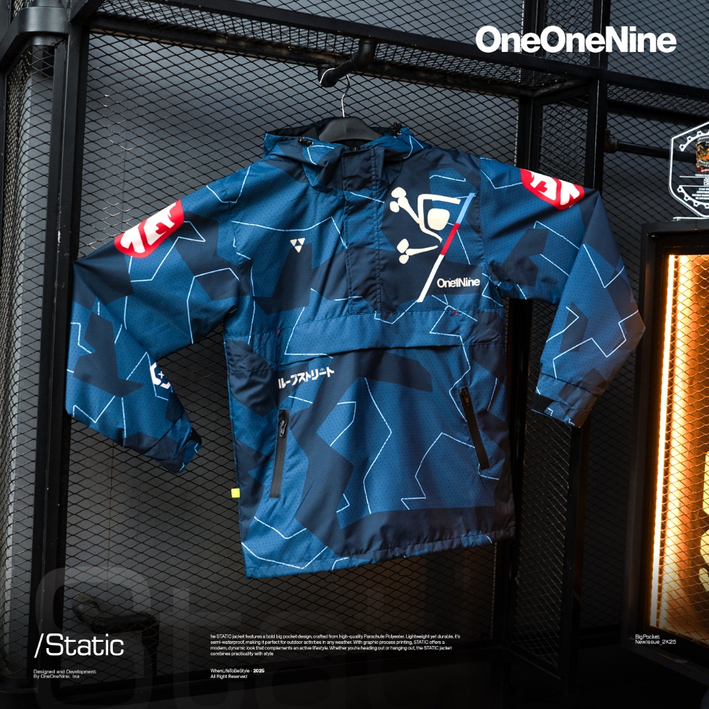 Oneonenine Ksr Big Pocket Static Blue Jacket - Waterproof Polyester ...