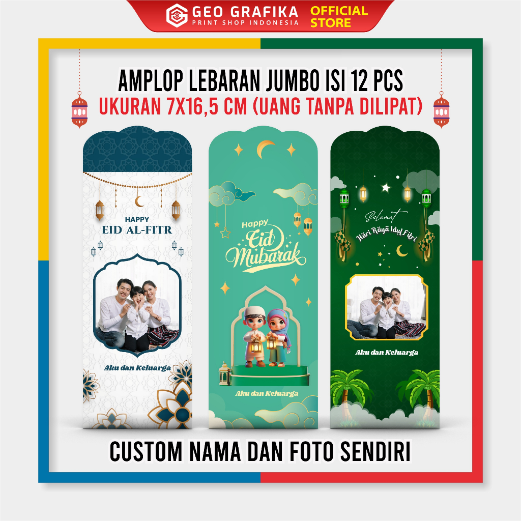 Custom EID ANGPAU ENVELOPE NAME & PHOTO JUMBO SIZE (12 pcs) | Shopee ...