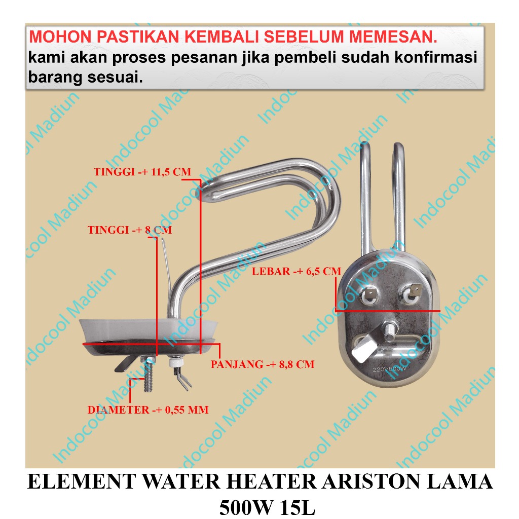 Ewal500 ELEMENT/WATER Heating ELEMENT/ARISTON Old WATER HEATER ELEMENT ...