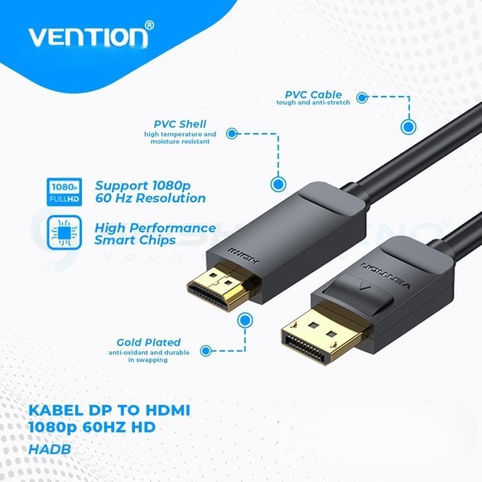 Vention DISPLAYPORT CABLE DP TO HDMI 4K 1080P - HAD | Shopee Malaysia