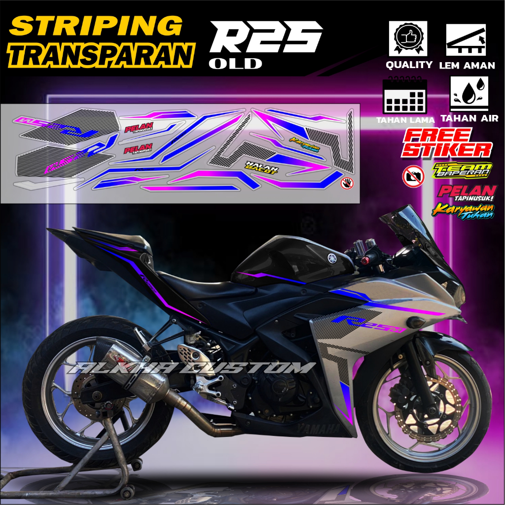 Transparent STRIPING YAMAHA R25 OLD Transparent Sticker | Shopee Malaysia