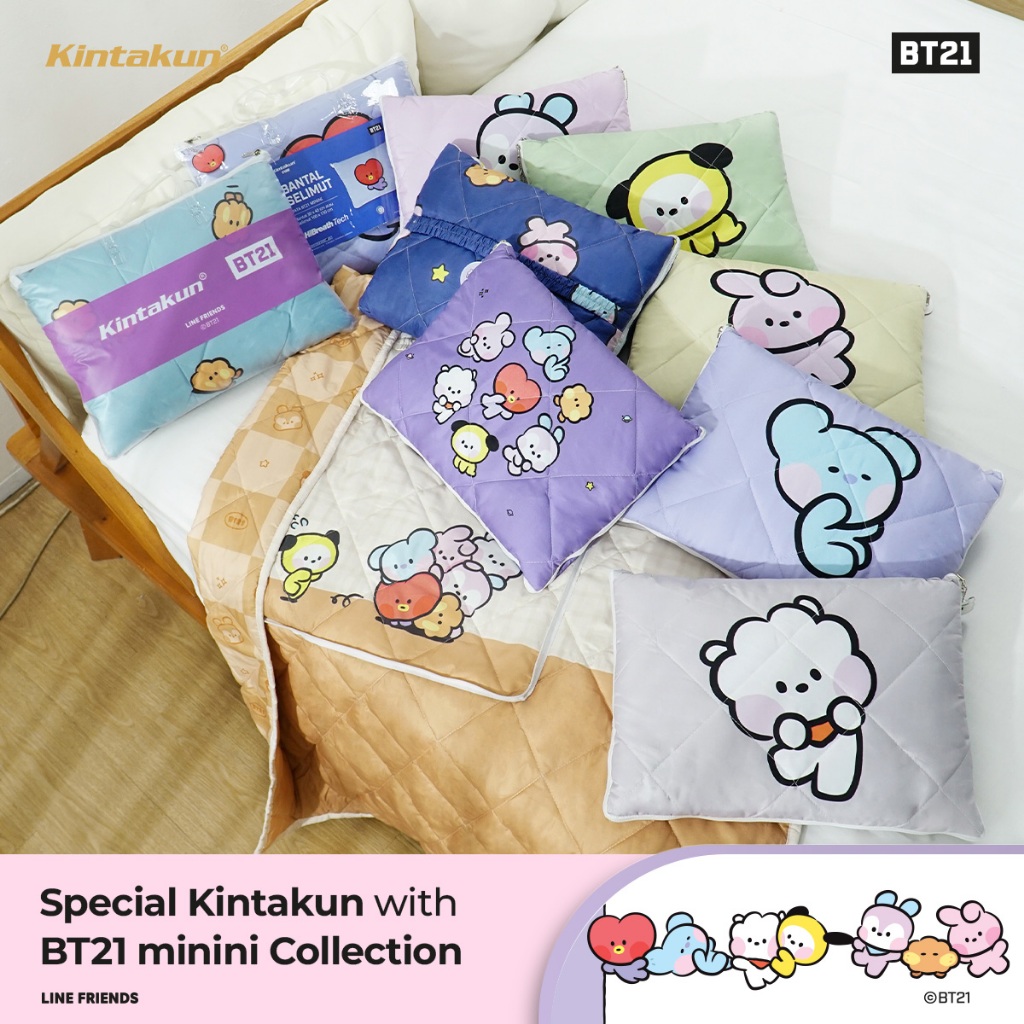 E Bt21 minini Pillow Blanket / Multifunction 2in1 KOYA RJ SHOOKY MANG ...