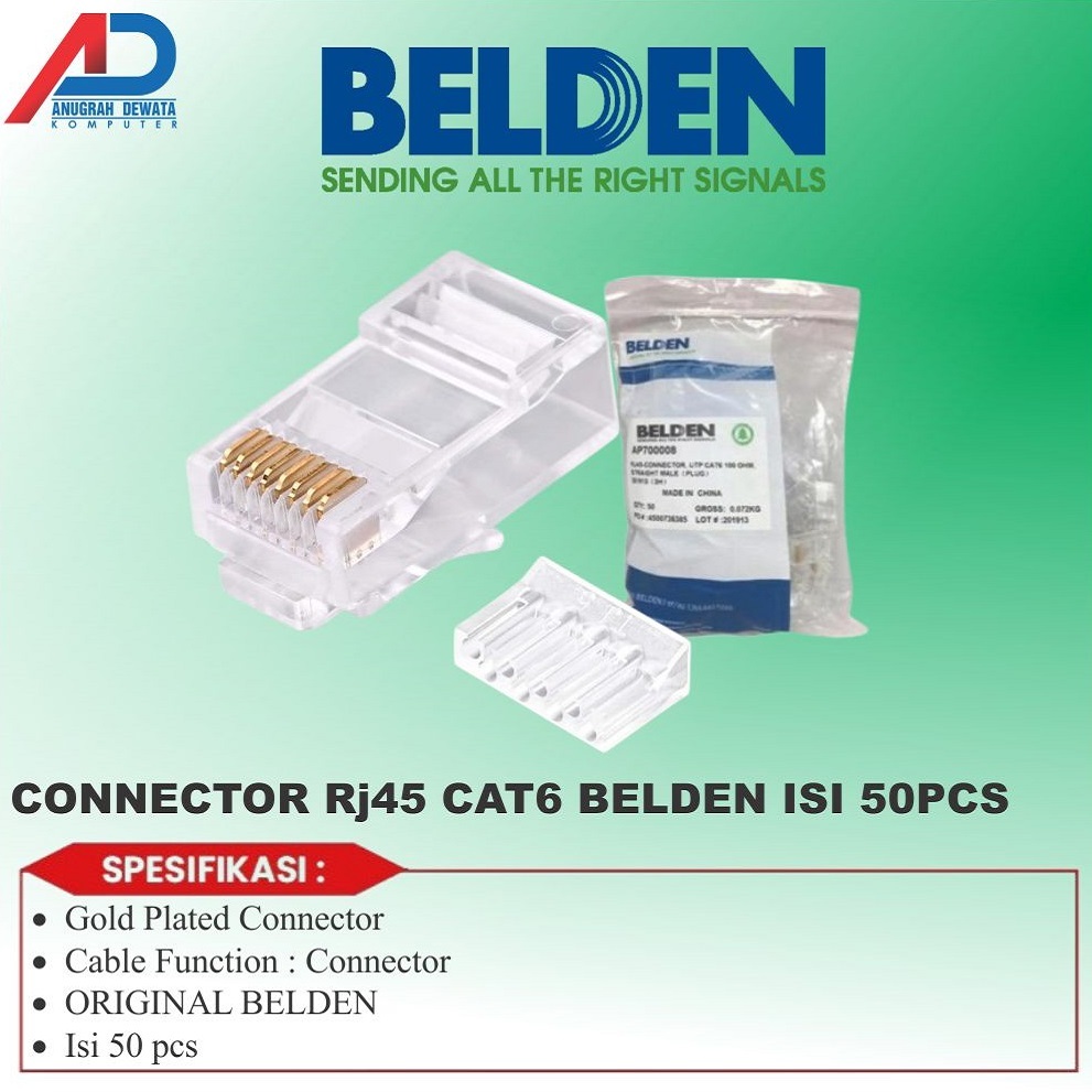 ORIGINAL BELDEN RJ45 CAT6 CONNECTOR CONTENTS 50PCS | Shopee Malaysia