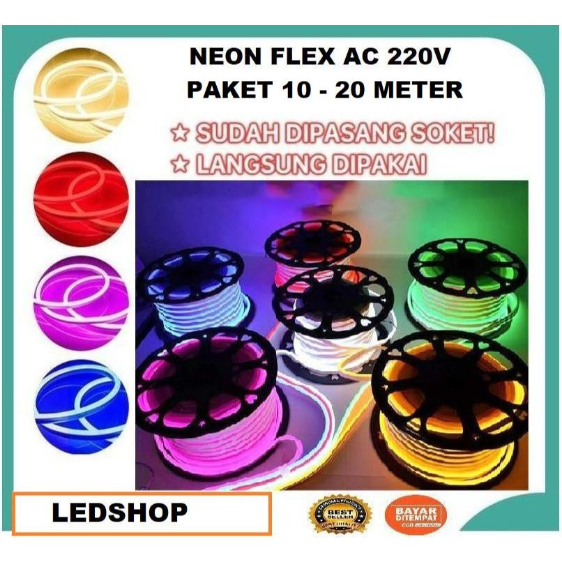 Flexible NEON LED LIGHTS 220V METER 10M - 20M 220V (FREE SOCKET + NEON ...