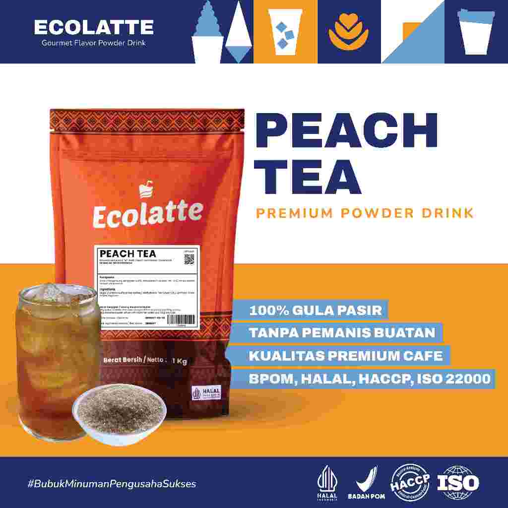 [TEA] Ecolatte PEACH TEA 1KG PREMIUM POWDER DRINK POWDER DELICIOUS ...