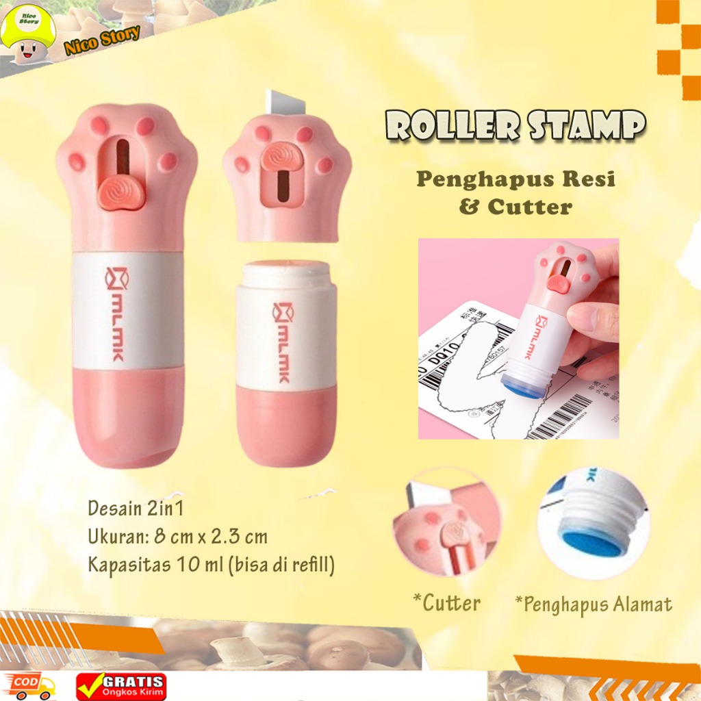 (NCS) Cute Mini package And Cutter Thermal Receipt Address Eraser 2In1 ...
