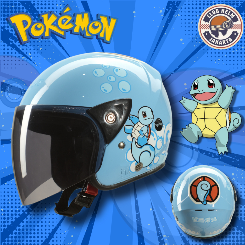Premium Boy Boy Helmet With Pikachu Pokemon Squirtle Character | Shopee ...