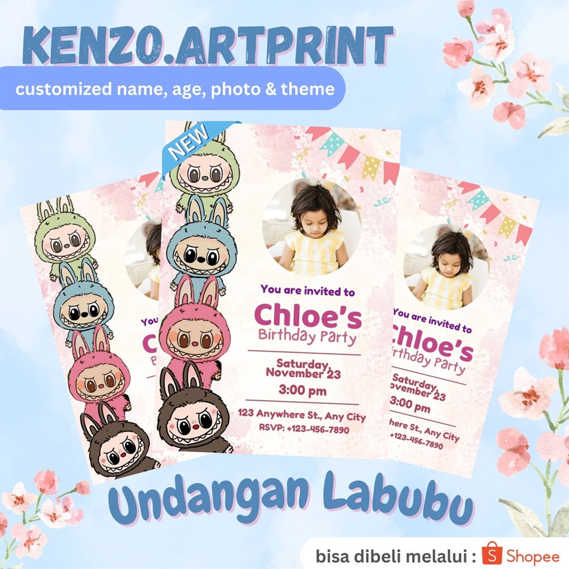Custom Labubu Birthday Invitation | Labubu Invitation | Labubu ...