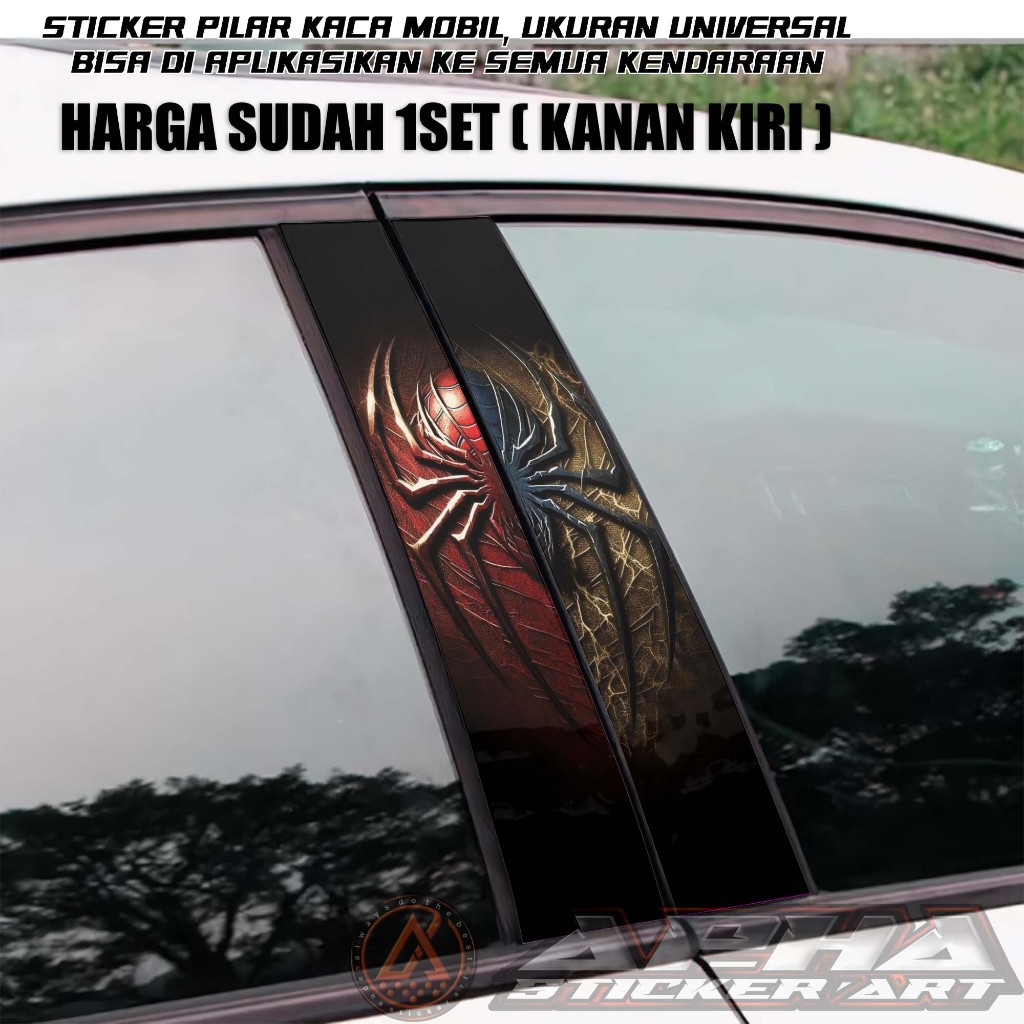 One Set of Car Door Pillar Stickers, Right and Left -, Spiderman and ...
