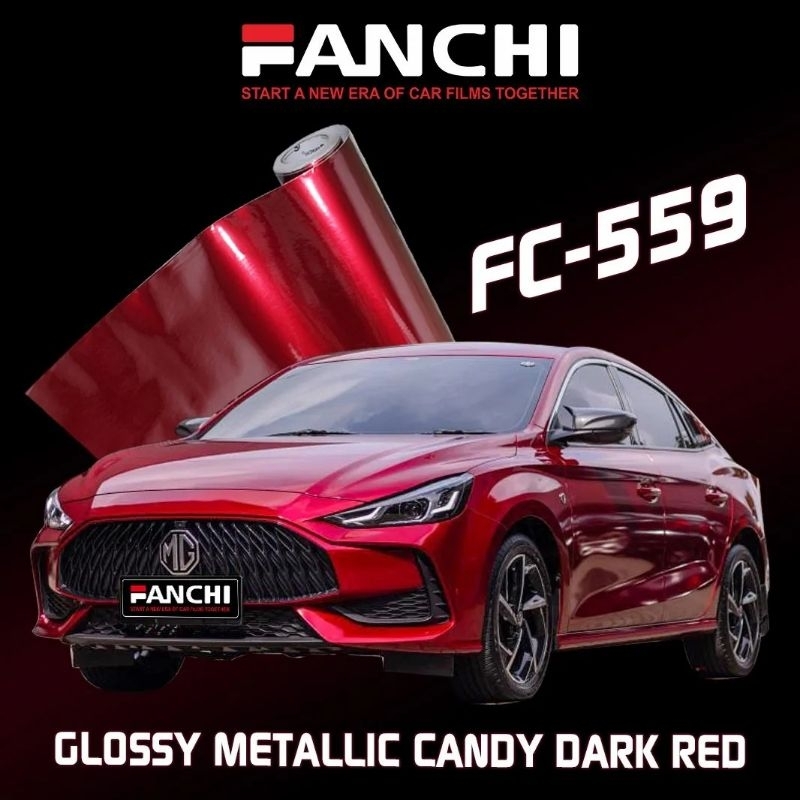 MERAH 152cm Wide Metallic Dark Red For Car Sticker Motorcycle Dark Red ...