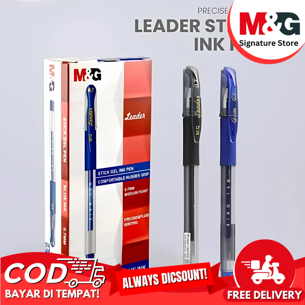 MERAH HITAM M&g Gel Stick Ballpoint Leader AGP10772 Tip 0.7 mm Black ...